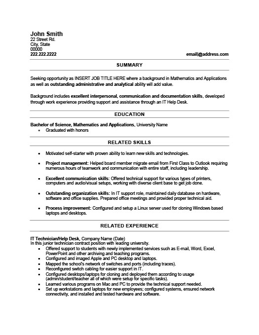 IT Technician Resume Template Premium Resume Samples Example